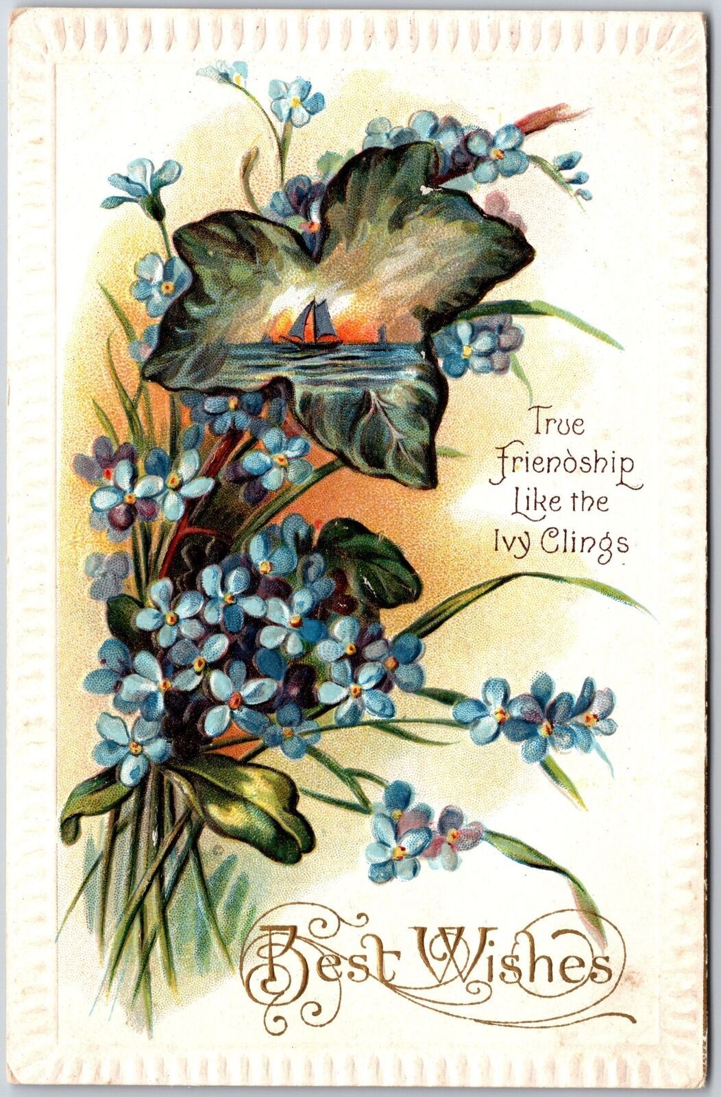 True Friendship Like The Ivy Clings Best Wishes Forget-Me-Nots Flowers ...