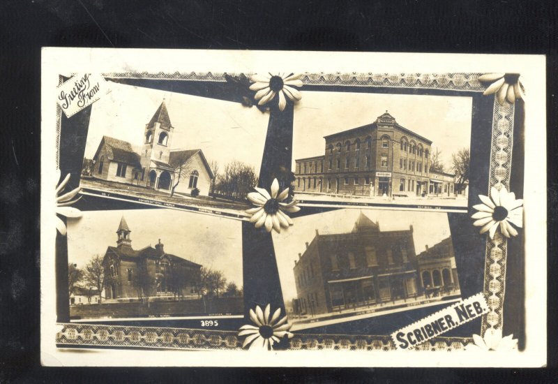 Rppc Scribner Nebraska Downtown Street Scene Multi View Real Photo ...