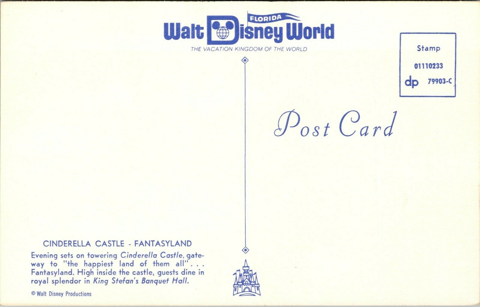 Vtg Cinderella Castle at Dusk Fantasyland Walt Disney World Florida FL ...