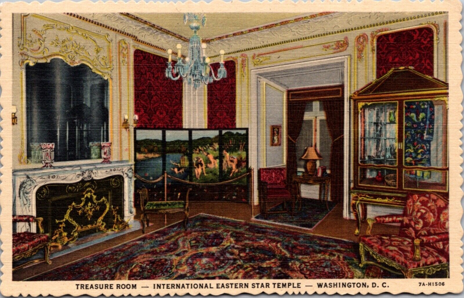 Linen Postcard Treasure Room International Eastern Star Temple ...