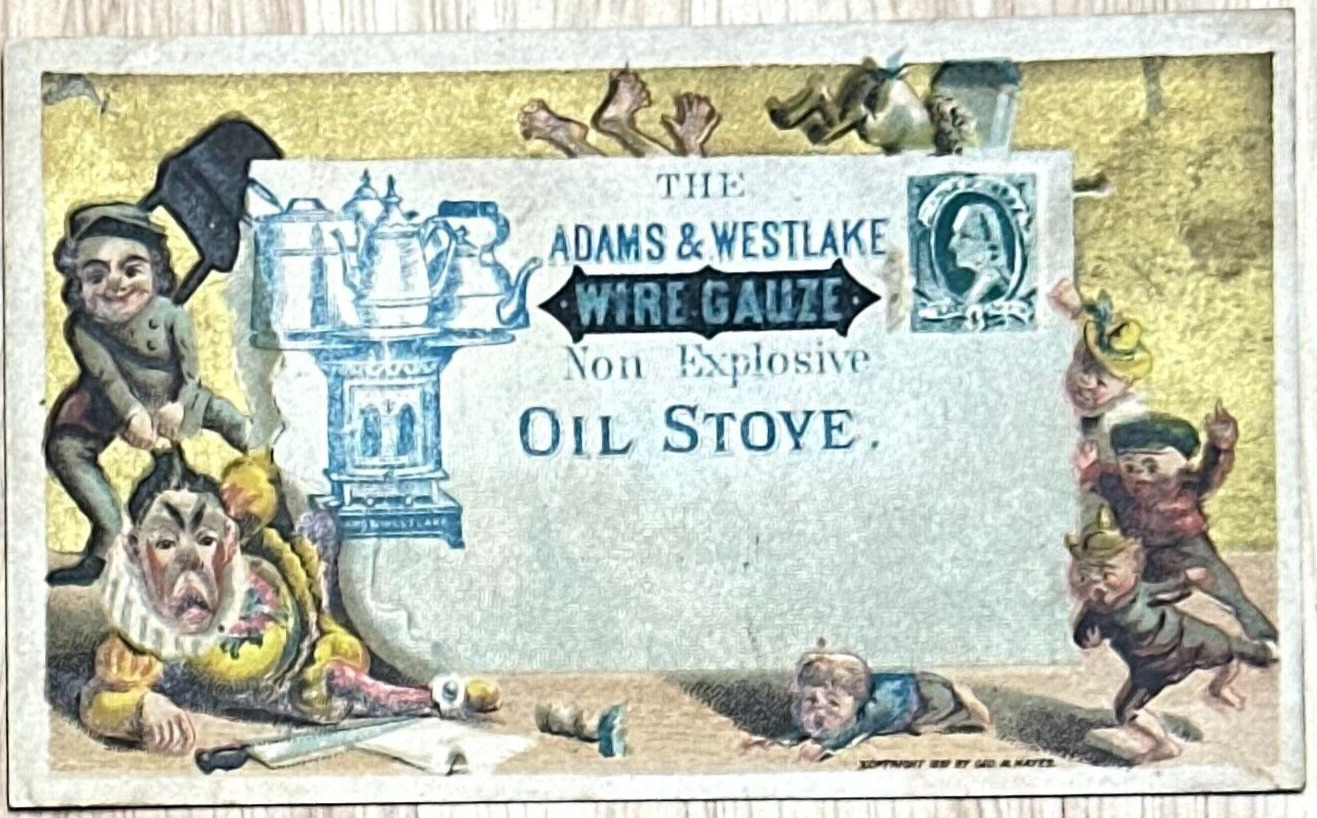 1881 ADAMS WESTLAKE Wire Gauze Non Explosive Oil Stove Victorian Trade ...