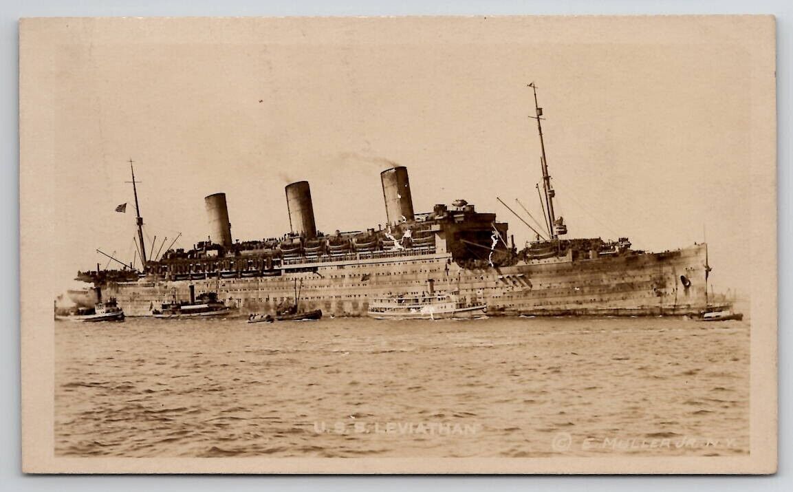 RPPC USS Leviathan US Navy Ship WW1 By Muller Jr Real Photo Postcard ...