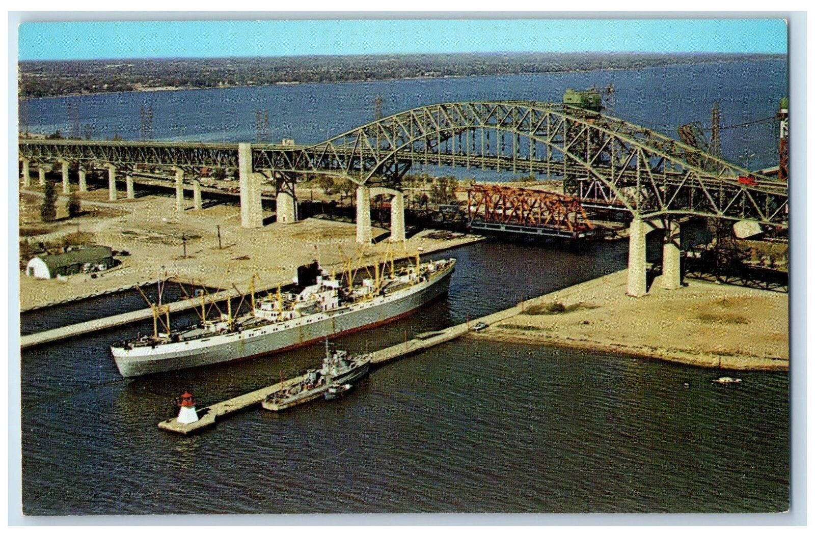 Burlington Skyway Bridge Hamilton Ontario Canada, Steamer Ship Scene ...