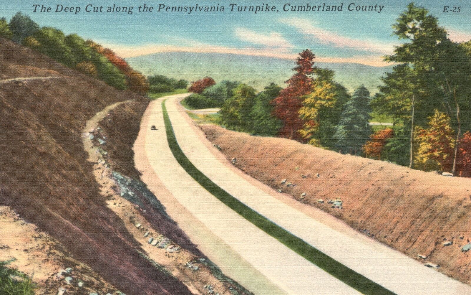 Vintage Postcard Greatest Highway Deep Cut Pennsylvania Turnpike ...