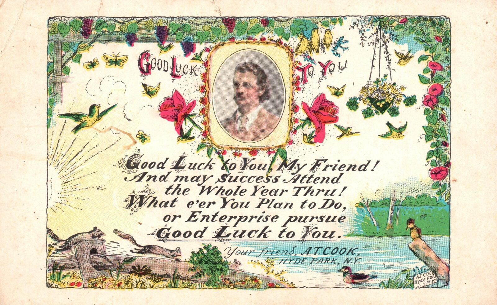 Vintage Postcard Good Luck Card Friendship Landscape Design From Hyde ...