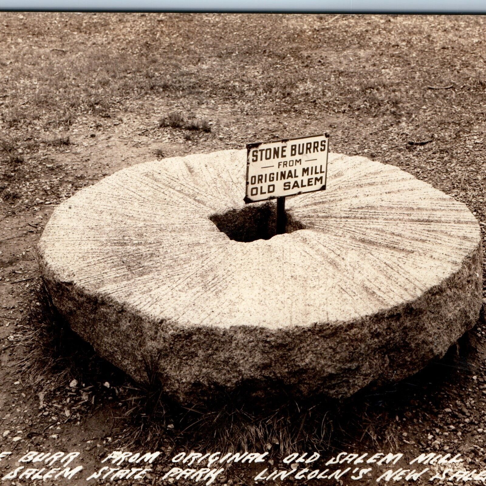 RARE 1950s Lincoln's New Salem, ILL Mill Stone Burr State Park Real ...