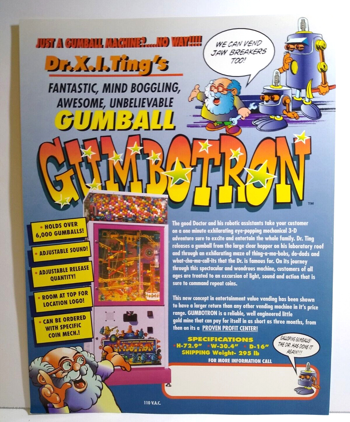 Gumball Gumbotron Redemption Arcade Flyer Original Skill Game Artwork 8 ...