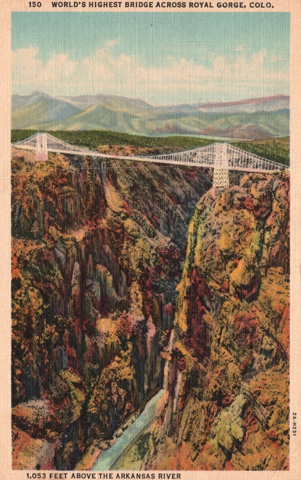 Vintage Postcard World's Highest Suspension Bridge Across Royal Gorge ...