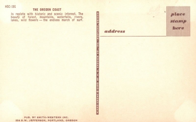 Vintage Postcard Oregon Coast Forest Mountains Waterfalls Rivers Lakes ...