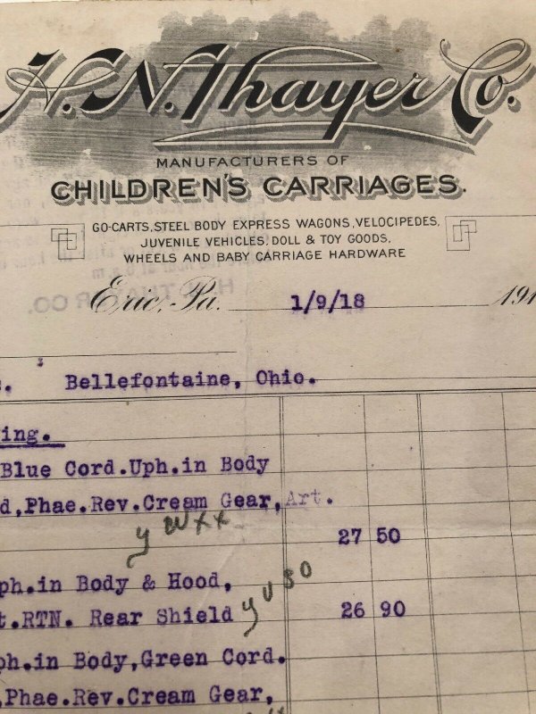 1918 H N Thayer Company Children's Carriages Go Carts Wagons Erie PA ...