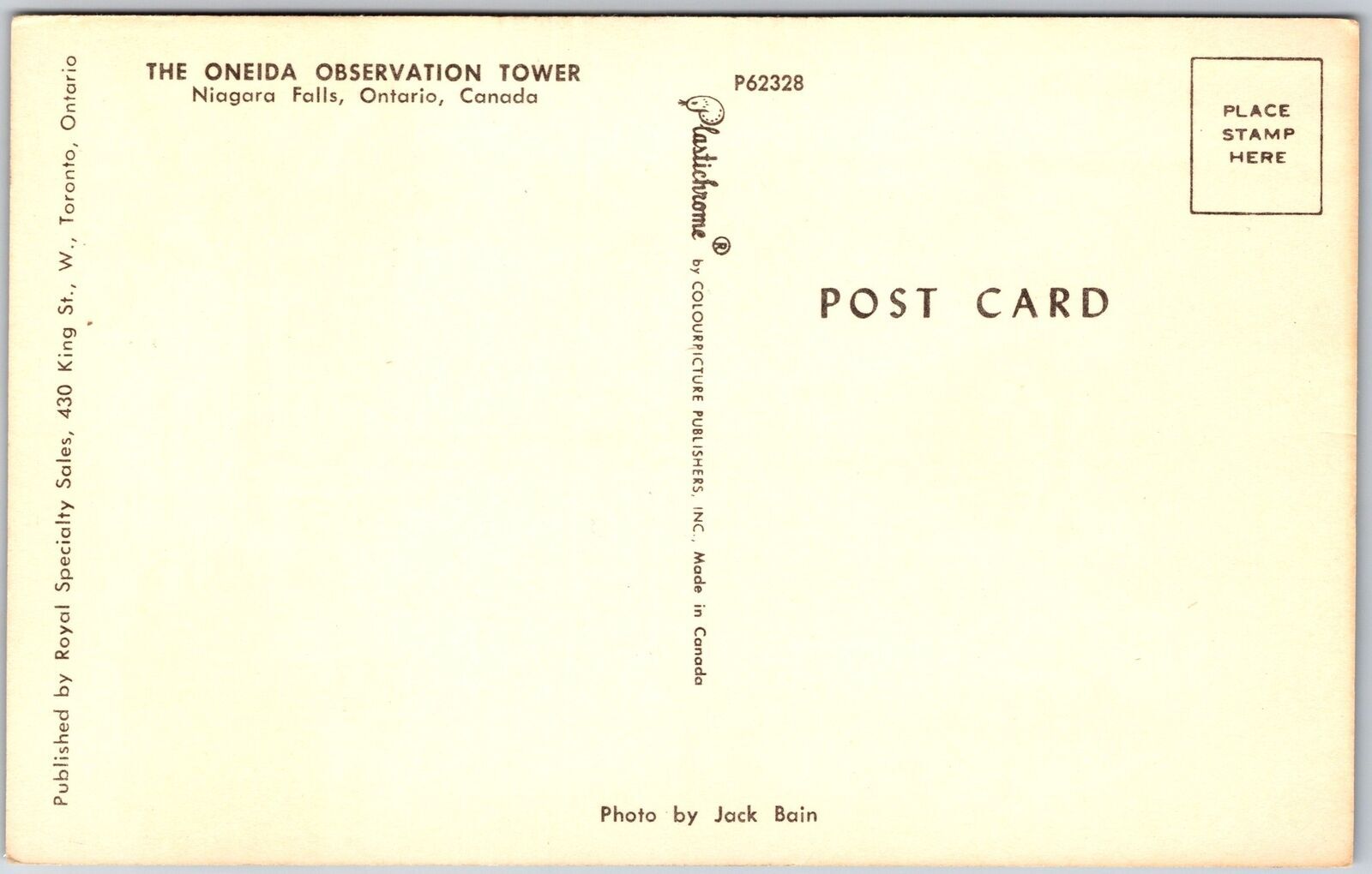 Ontario Canada CAN, Oneida Observation Tower, Niagara Falls, Vintage ...