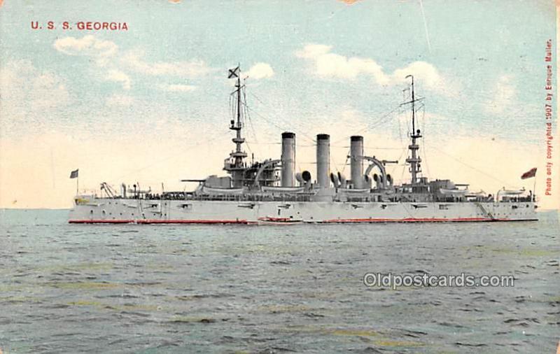 USS Georgia Military Battleship 1909 trimmed postcard | Topics ...