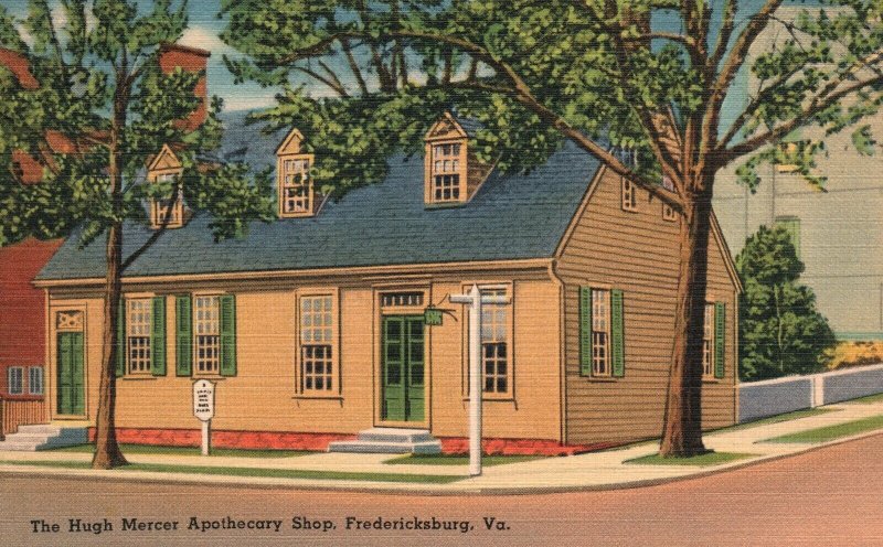 Vintage Postcard 1930's The Hugh Mercer Apothecary Shop Fredericksburg ...