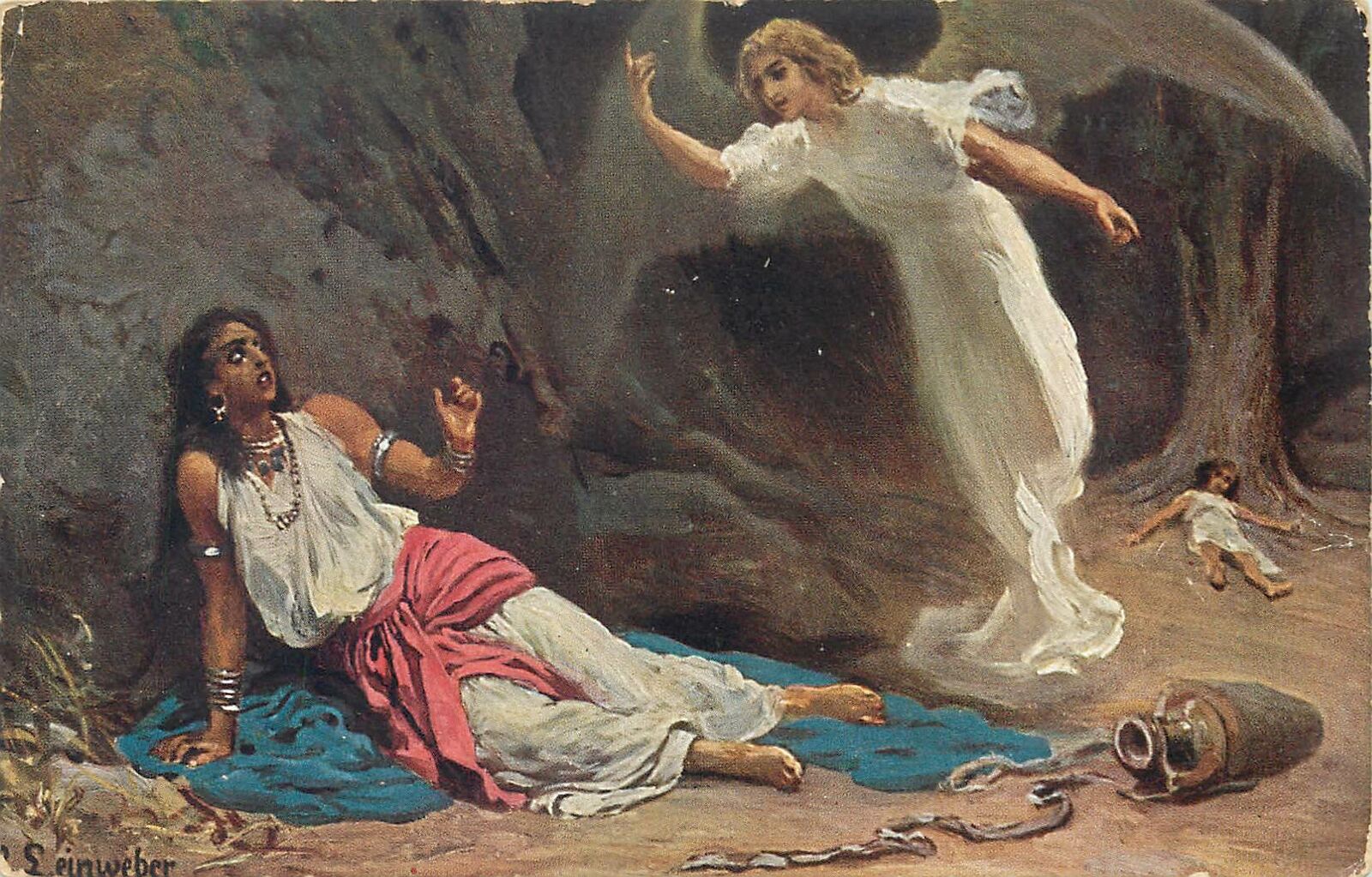 Art Postcard Robert Leinweber Hagar altes testament scene religious ...