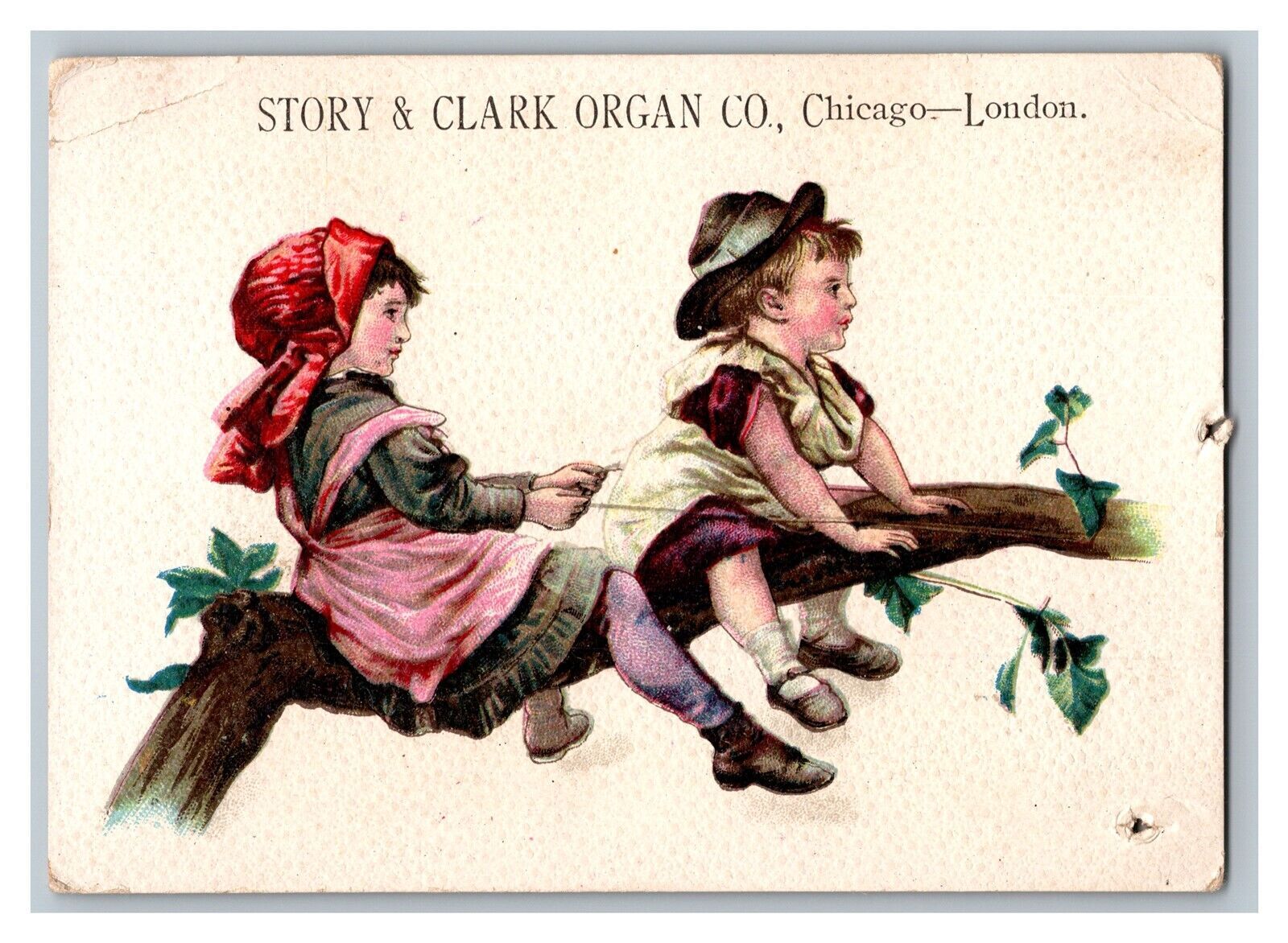 Children Riding Tree Limb Story And Clark Organ Co E E Thomas Wellman ...