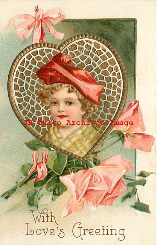 Valentine Day, IAP No 845-1, Ellen Clapsaddle, Young Boy in Heart Frame ...