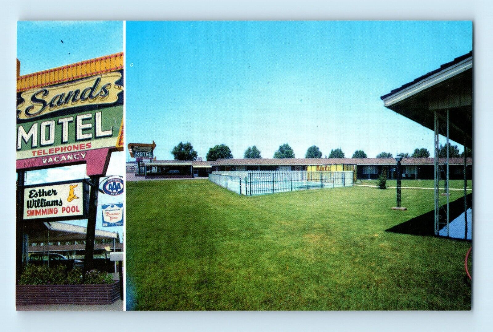 Sands Motel Esther Williams Swimming Pool Area Green Lawn Postcard C3 ...