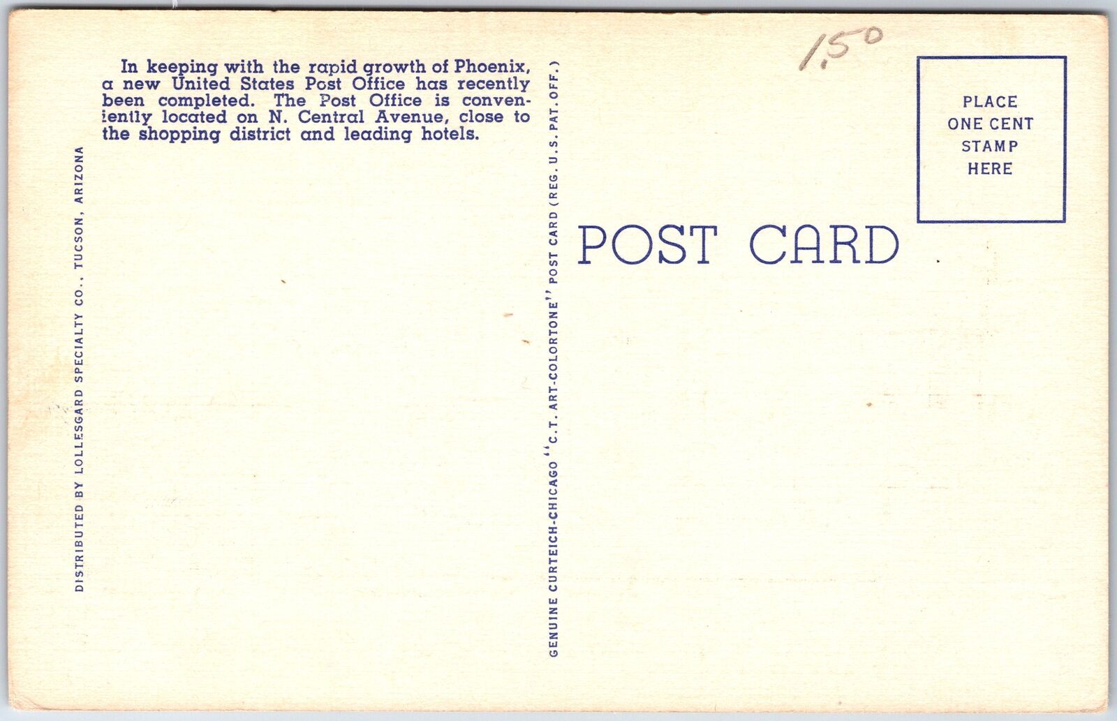 Vintage Postcard the United States Post Office at Phoenix Arizona C ...