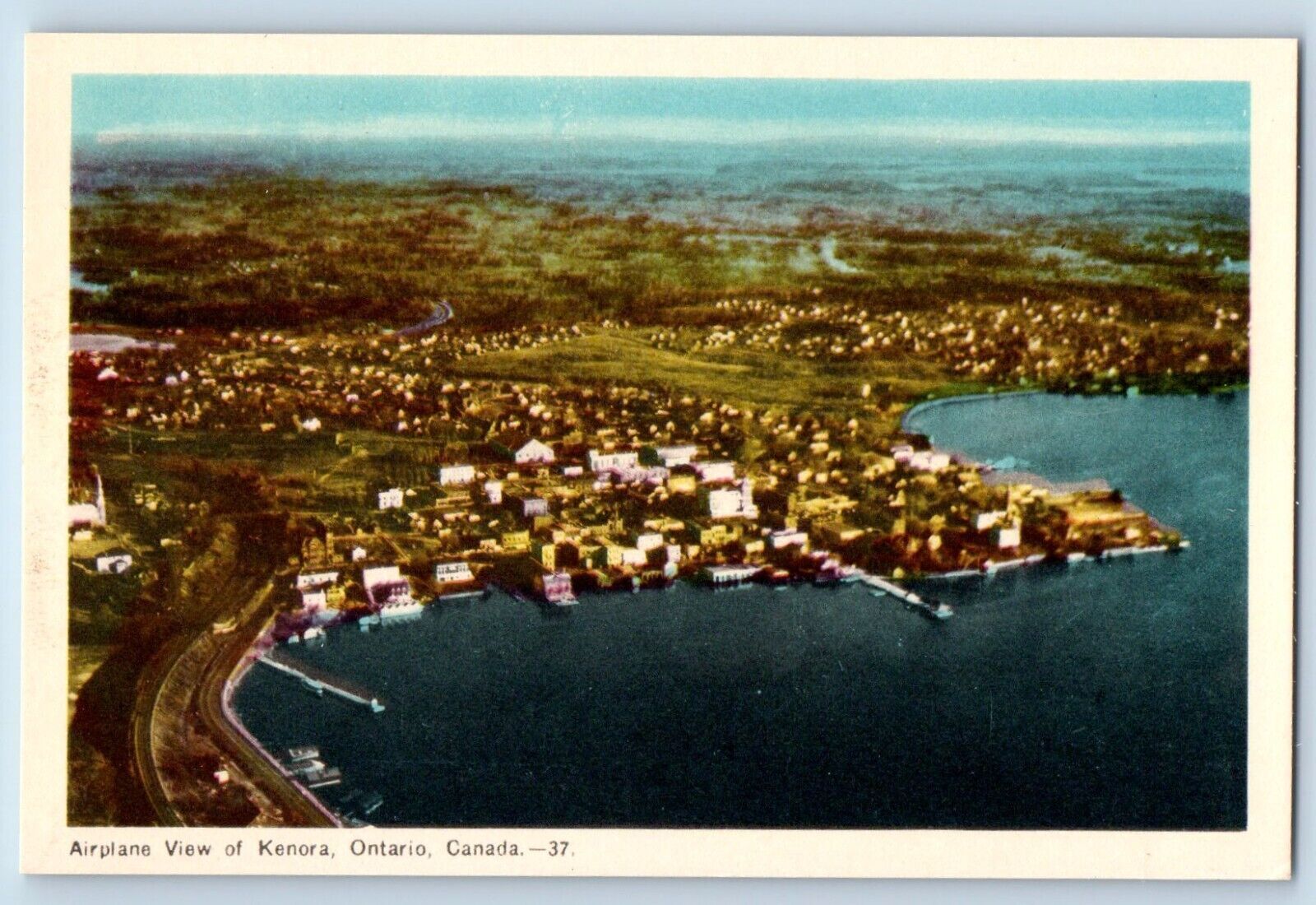 Ontario Canada Postcard Airplane View of Kenora c1930's Vintage ...