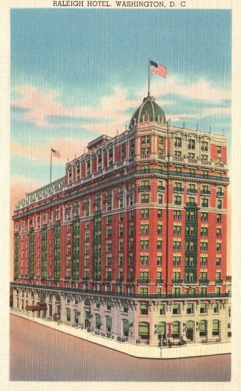Vintage Postcard Raleigh Hotel Building Historic Landmark Washington D ...