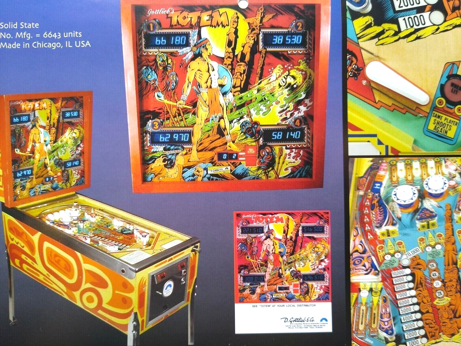 Totem Pinball Machine Art Collage Ready To Frame Artwork Retro Western ...