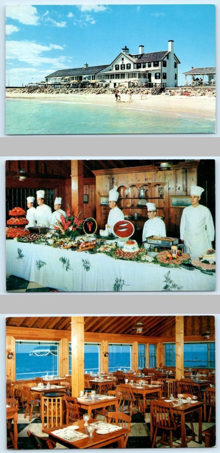 3 Postcards WEST DENNIS, Cape Cod MA ~ Buffet LIGHTHOUSE INN Chefs ...