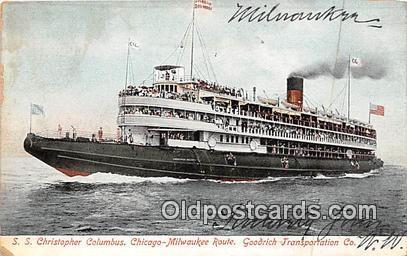 SS Christopher Columbus Chicago, Milwaukee USA Ship 1906 stains on card ...