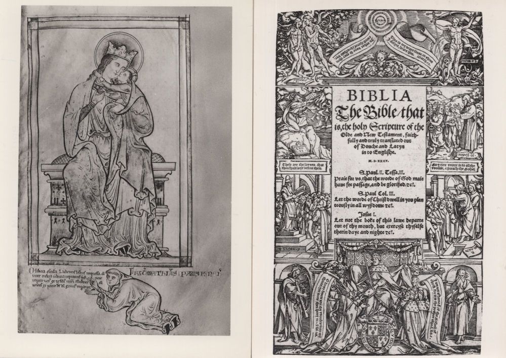 First Ever English Bible Title Page London Museum Vintage Postcard ...