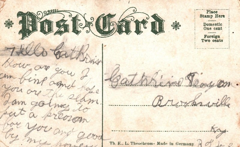 Vintage Postcard Large Letter Souvenir From Fred Flowers Flag ...