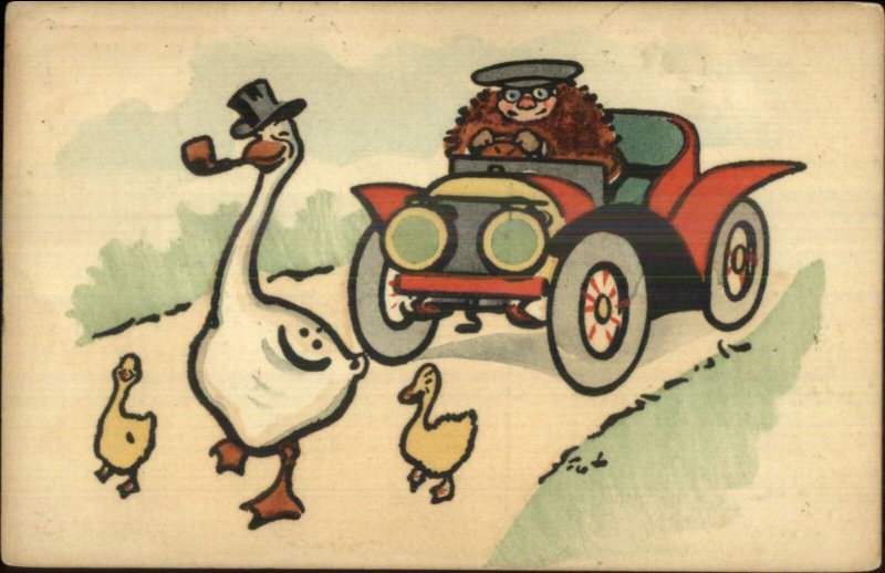 Anthropomorphism Ducks Geese Smoking Pipe Car Crazy Driver Fantasy ...