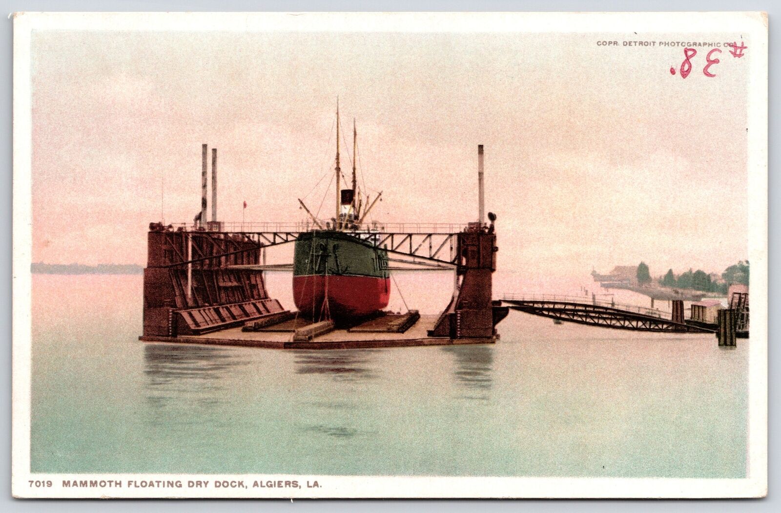 Vintage Postcard The Mammoth Floating Dry Dock Boat Vessels Algiers ...