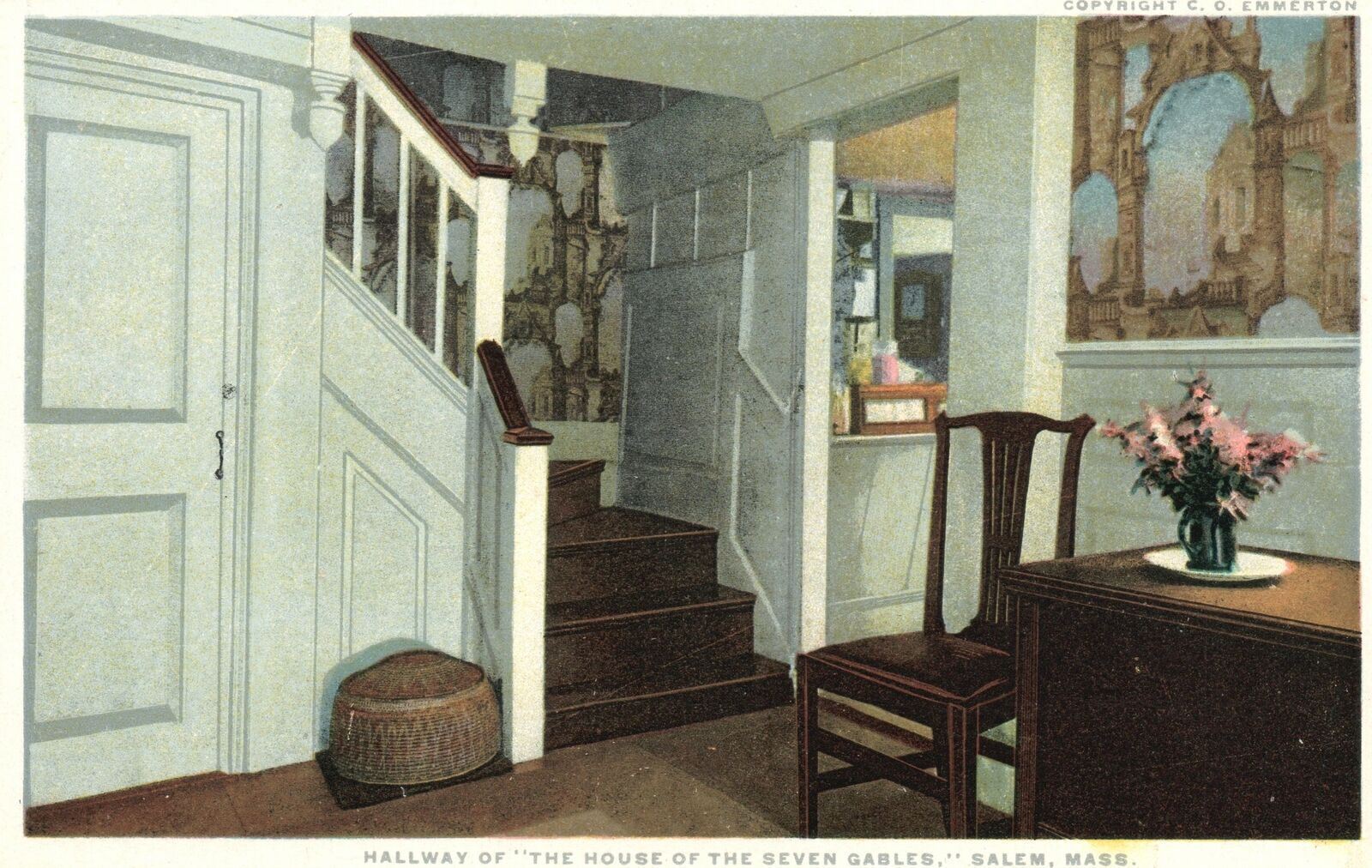 Vintage Postcard 1920's Hallway House Of The Seven Gables Salem ...