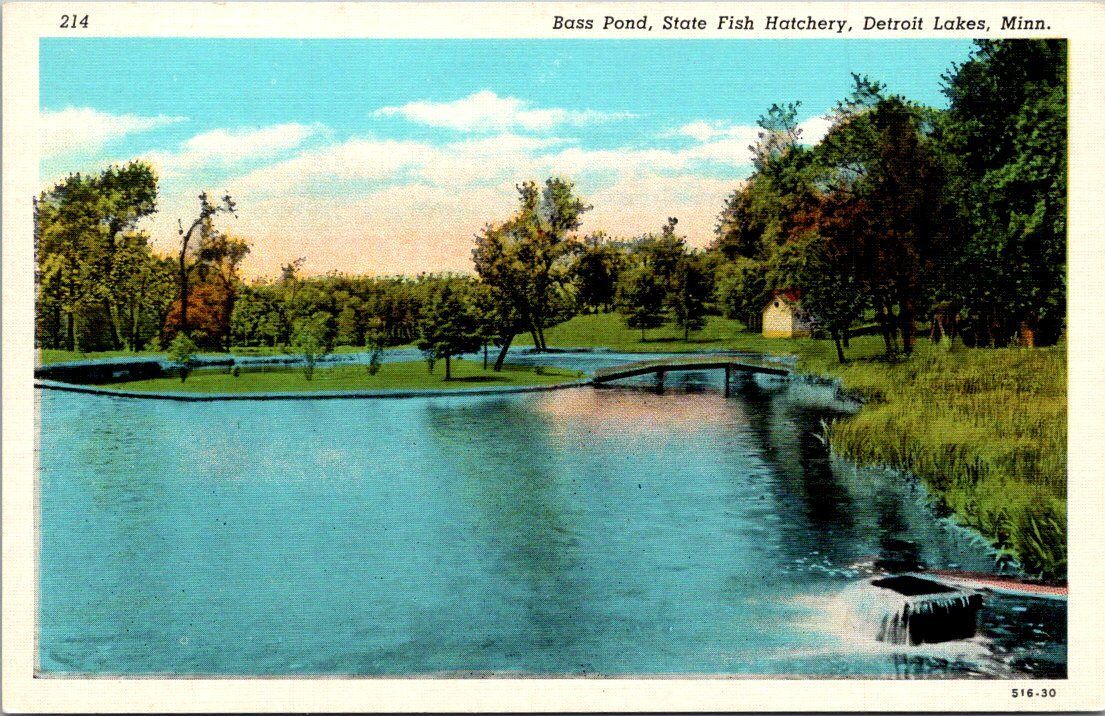 Minnesota Detroit Lakes State Fish Hatchery Bass Pond Curteich | United ...