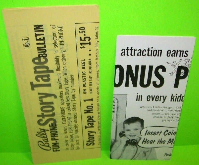 Bally Fun Phone Arcade FLYER 1960 NOS Kiddie Telephone Story Telling ...