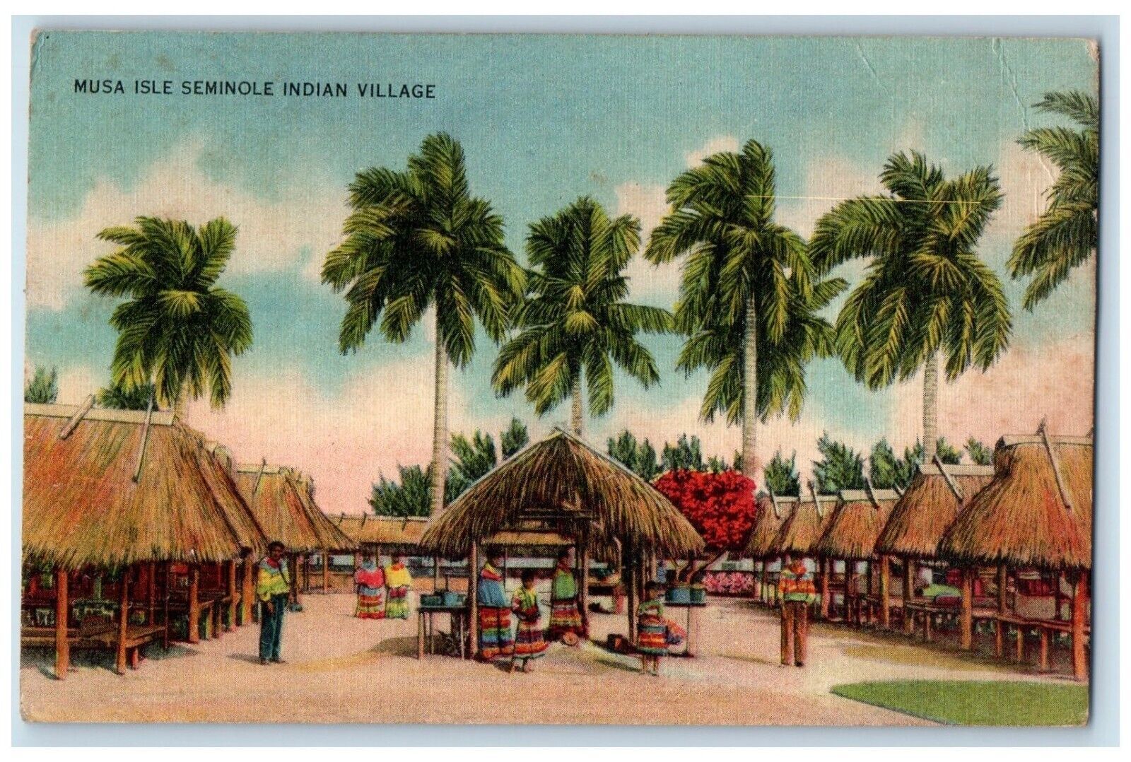 c1940's Musa Isle Seminole Indian Village Hut Palm Tree Miami FL ...