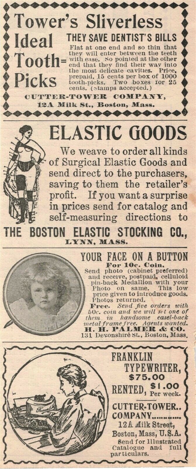 1898 Typewriter Baby Girl Victorian Original Print Ads 2P1-9 | Ephemera ...