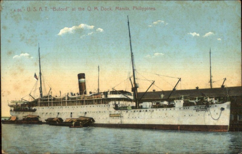 Manila Philippines USAT US Army Transport Ship Buford at QM Dock ...