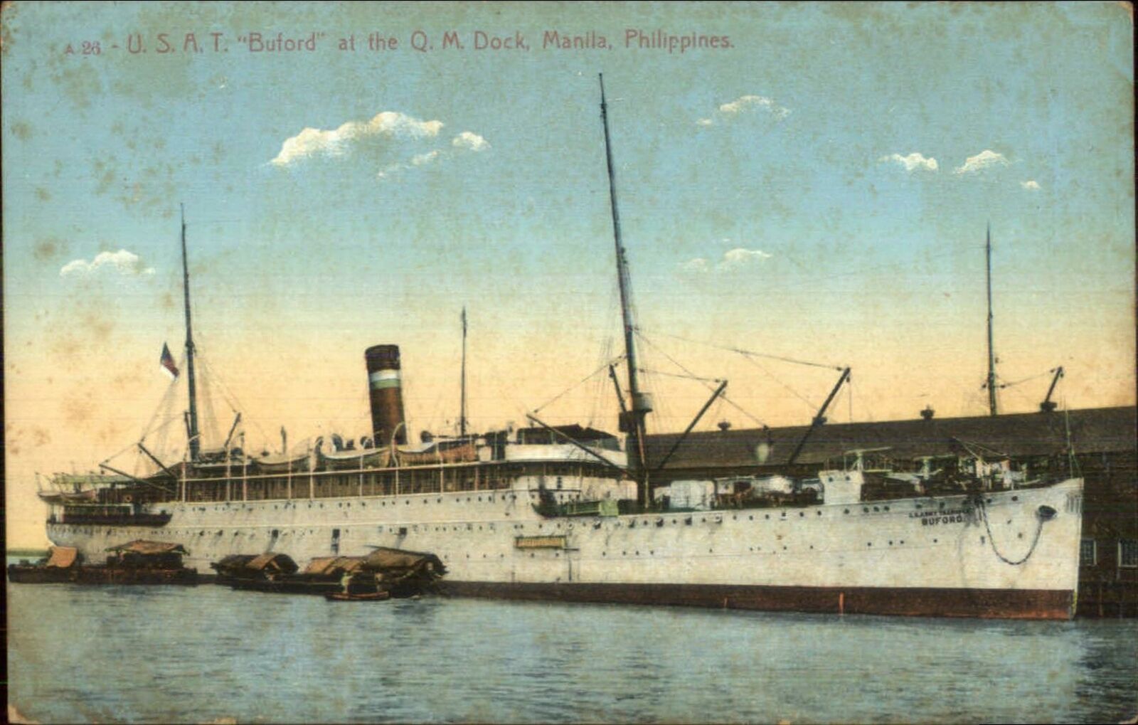 Manila Philippines USAT US Army Transport Ship Buford at QM Dock ...
