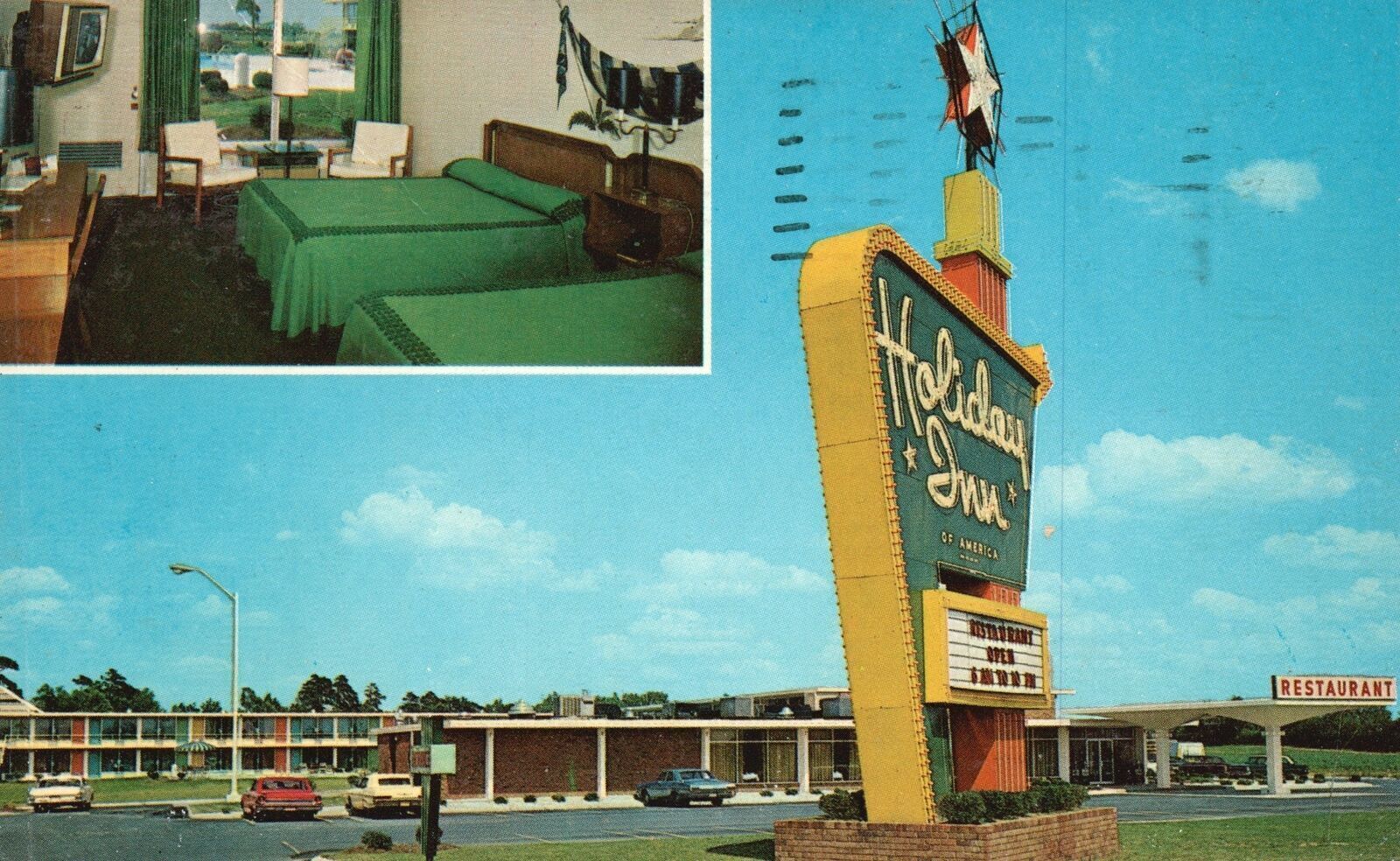 Vintage Postcard 1971 Holiday Inn Car Parking Lot Bedrooms Dunn North ...