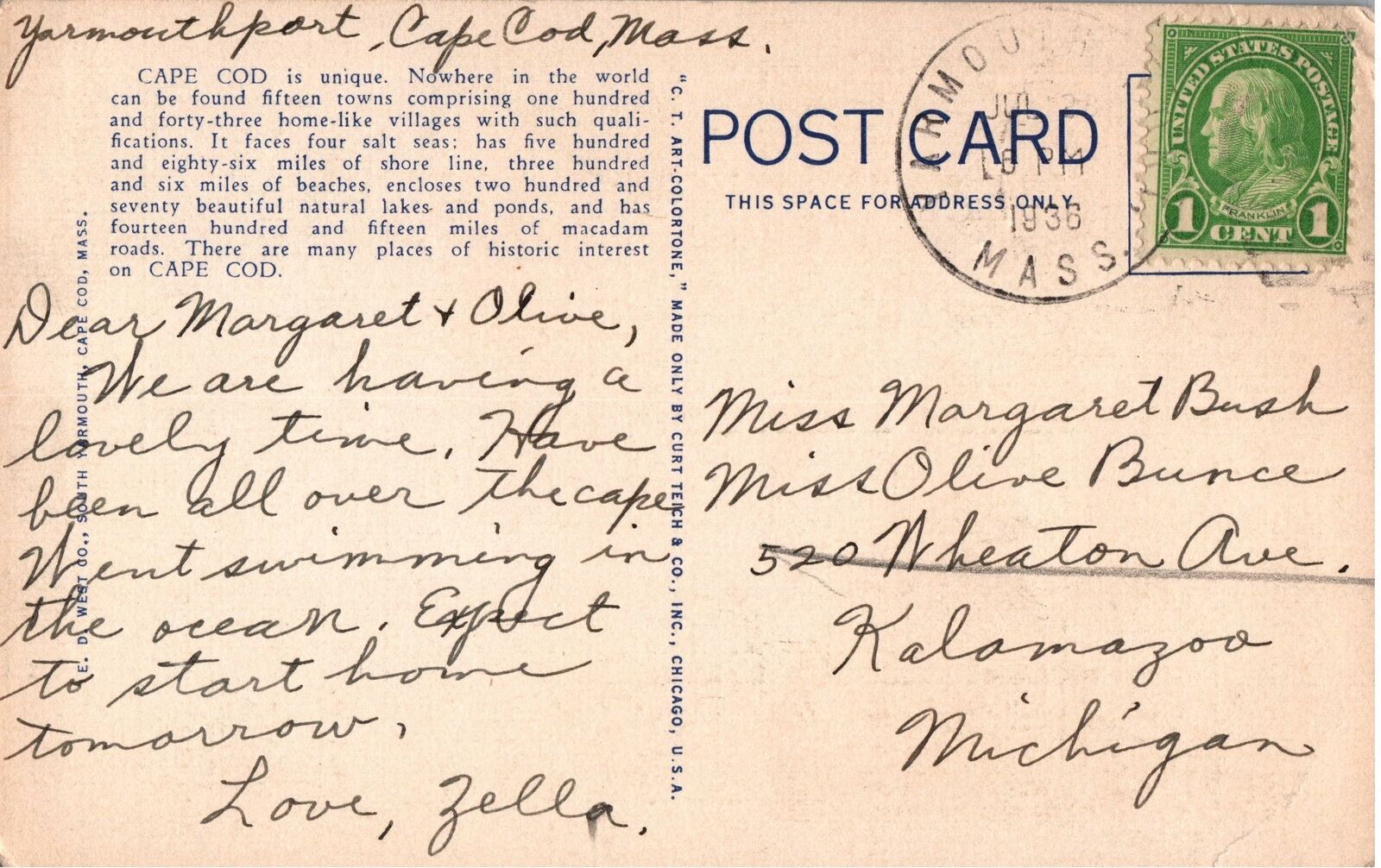 Vintage Postcard "That's Cape Cod" Poetry by Bernice Hall Legg 1936 ...