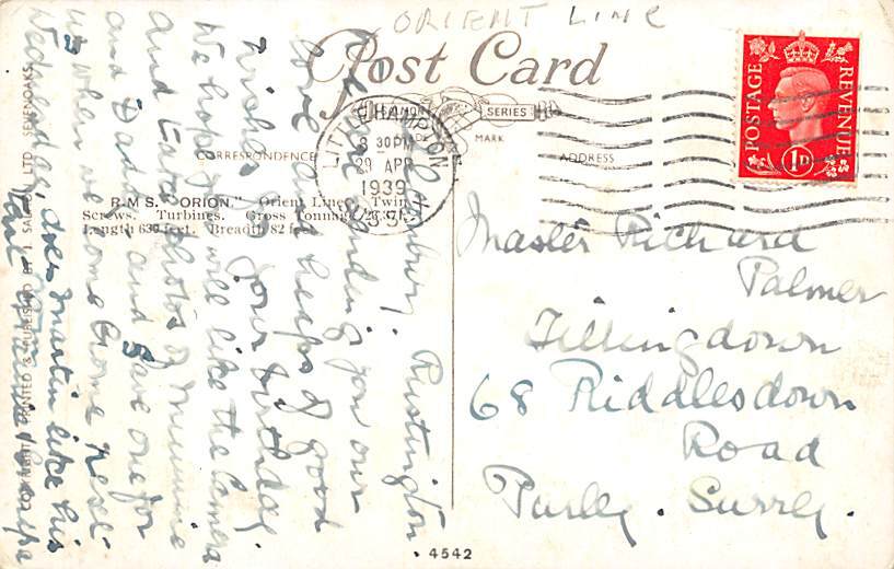 R.M.S Orion R.M.S Orion , Orient Line View image | Topics - Other ...