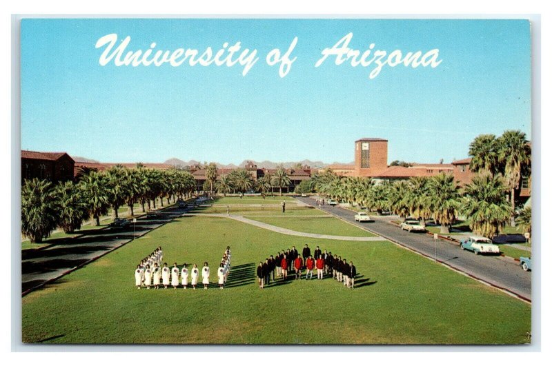 Postcard University of Arizona looking down Mall toward Old Main ...