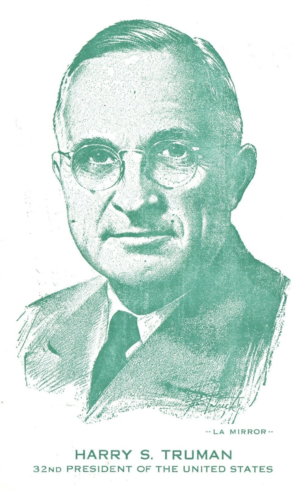 Vintage Postcard Portrait of Harry S. Truman 32nd President of the ...