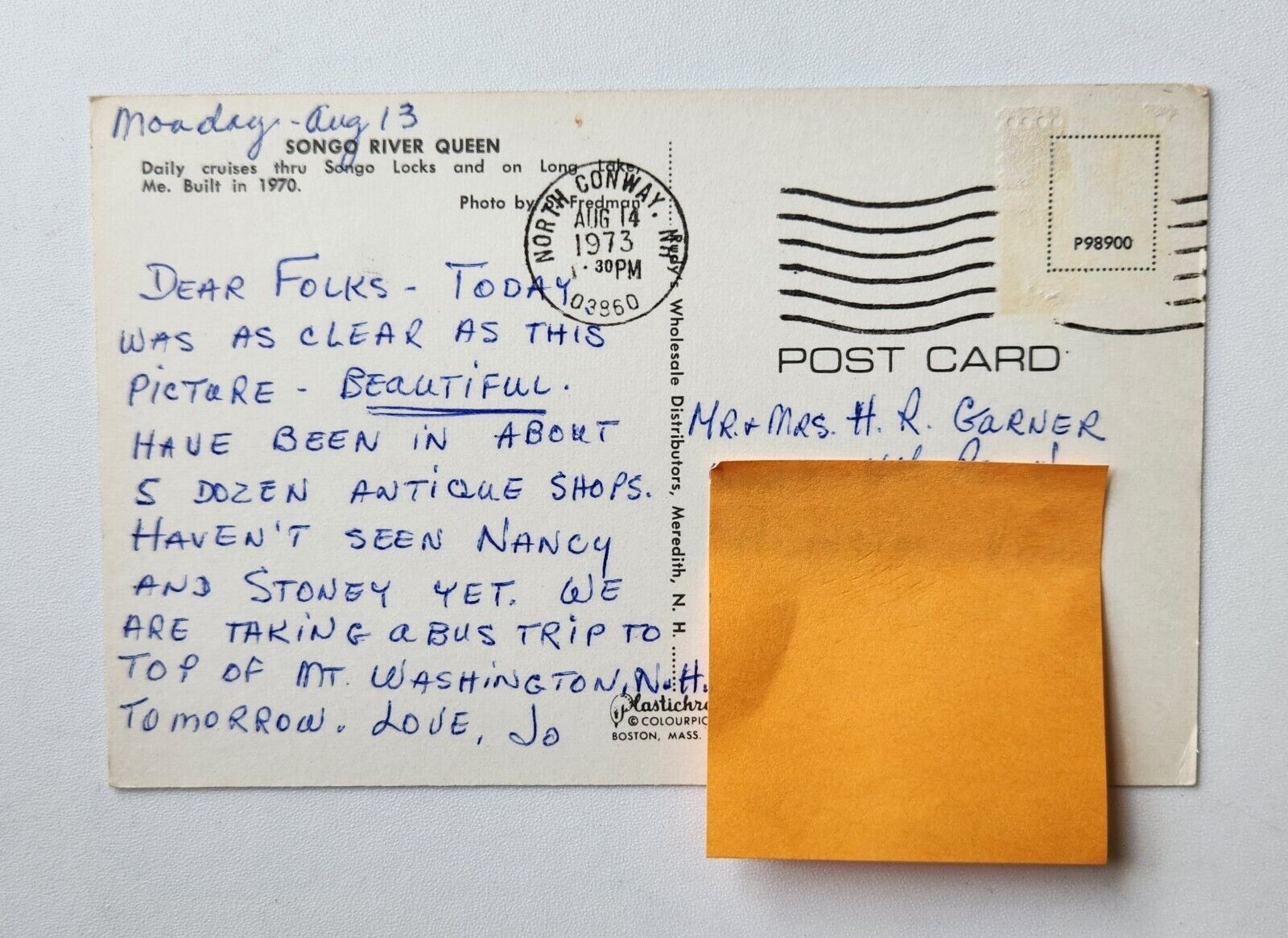 Songo River Queen Boat Cruise Songo Lock Long ME Postcard Posted 1973 ...