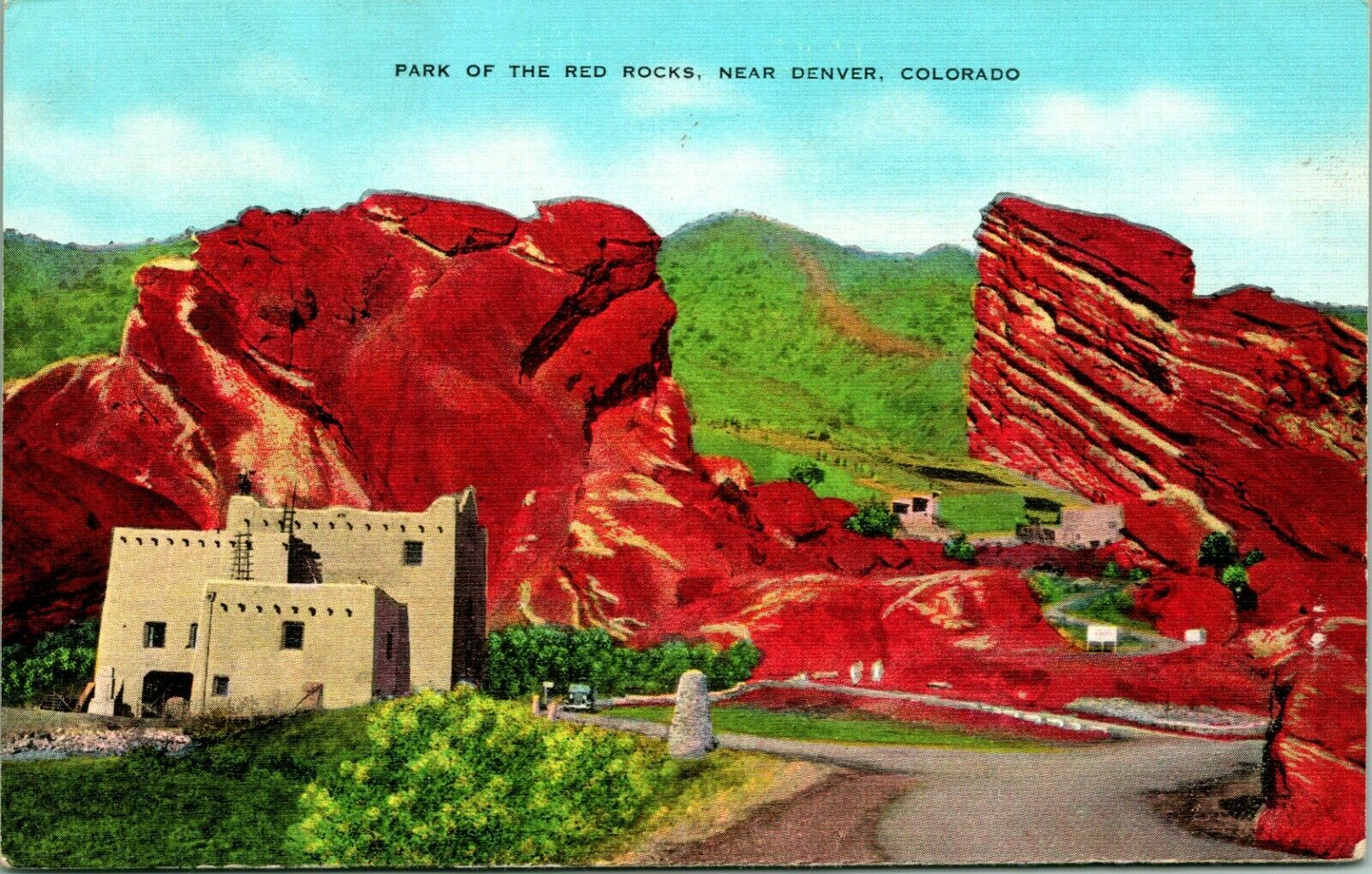 Vtg Linen Postcard Denver Colorado CO Park of the Red Rocks Entrance ...