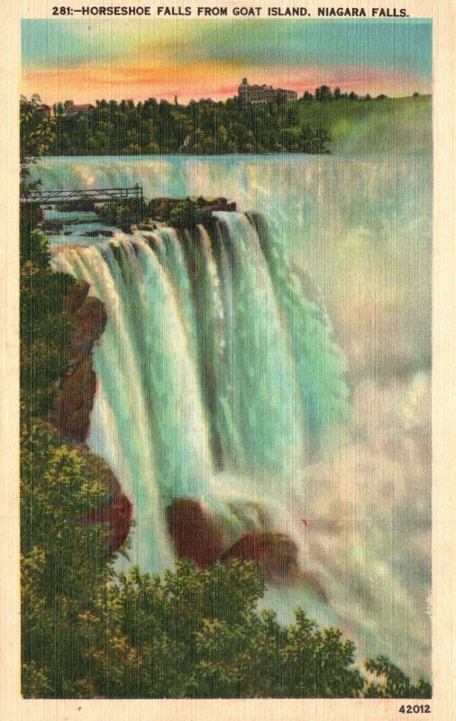 Vintage Postcard Horseshoe Falls From Goat Island American Side Niagara ... Vintage Postcard Horseshoe Falls From Goat Island American Side Niagara ...