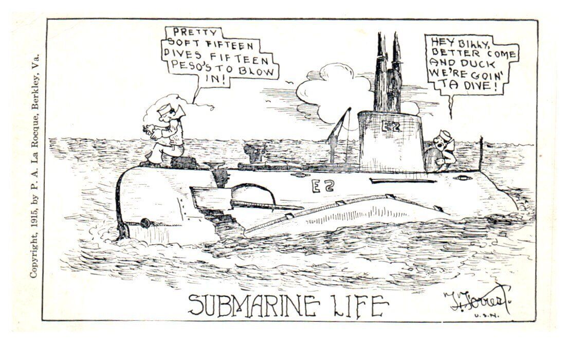 Submarine Life Comic Boat PA Larocque Signed Postcard Copyright 1915 ...