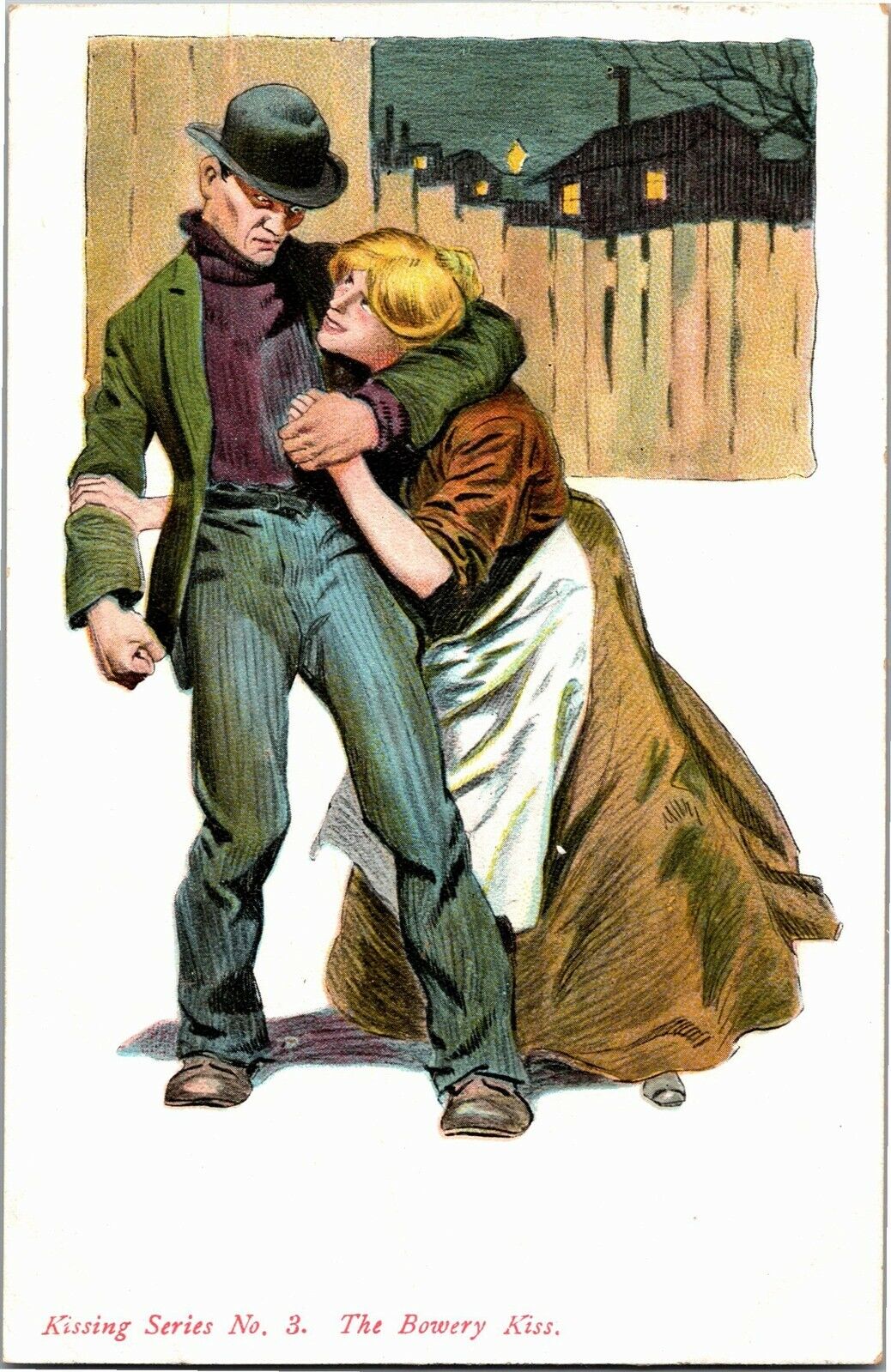 Bowery Kiss, Kissing Series 3 Drunk Man Woman Staggering Vintage ...