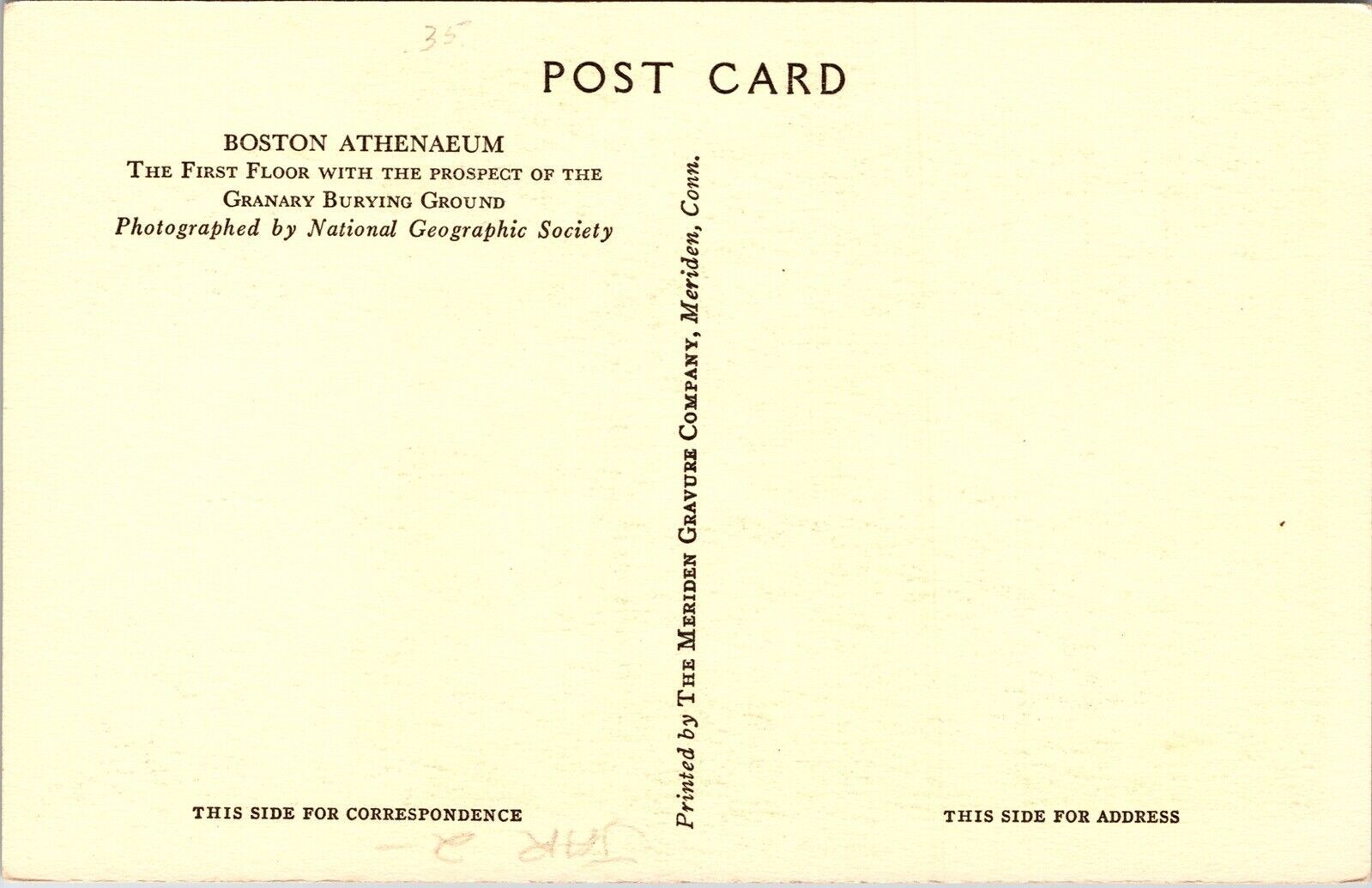 Boston Athenaeum First Floor Granary Burying Ground Antique Postcard ...