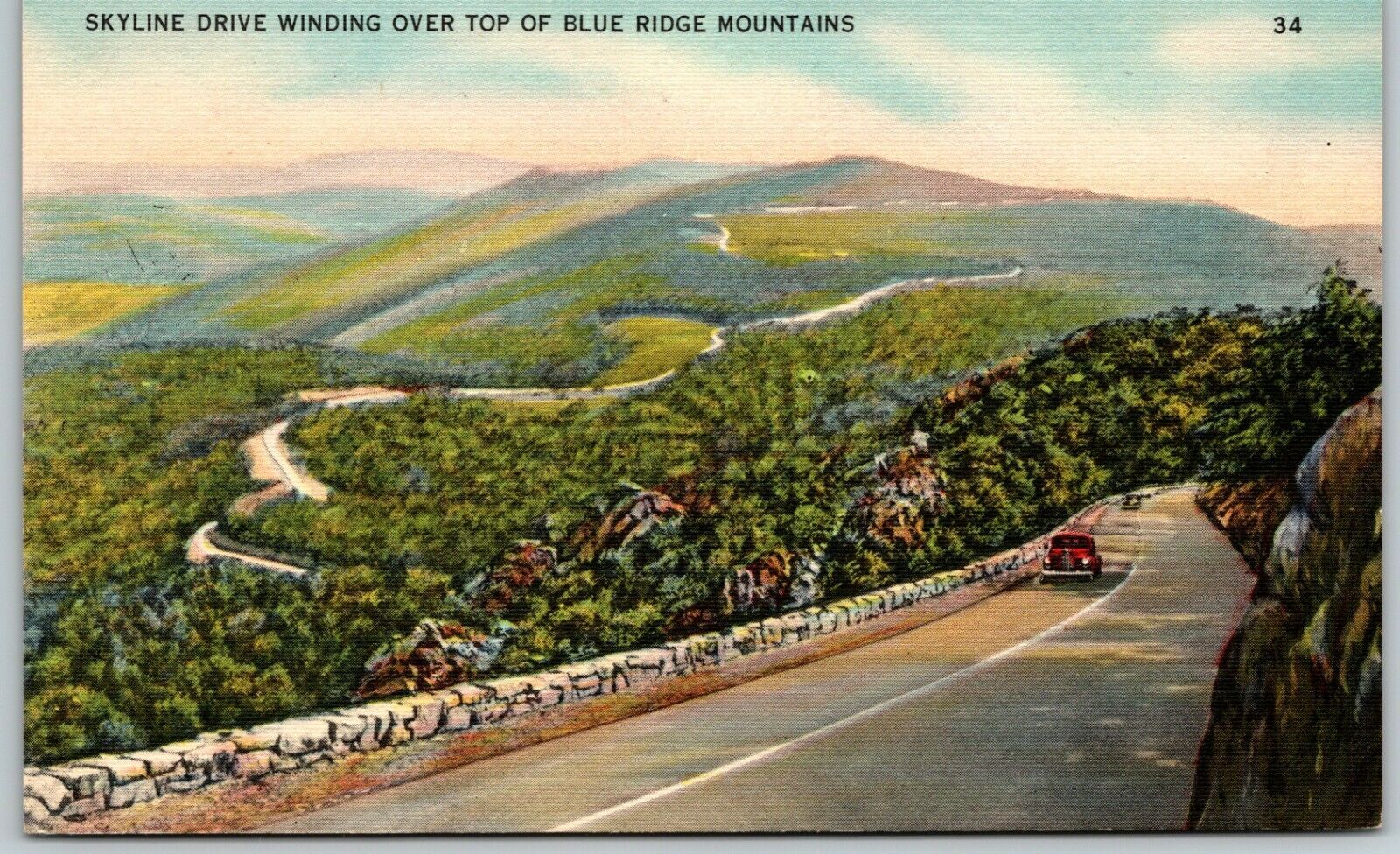 Skyline Drive Winding Over Top of Blue Ridge Mountains, Virginia ...